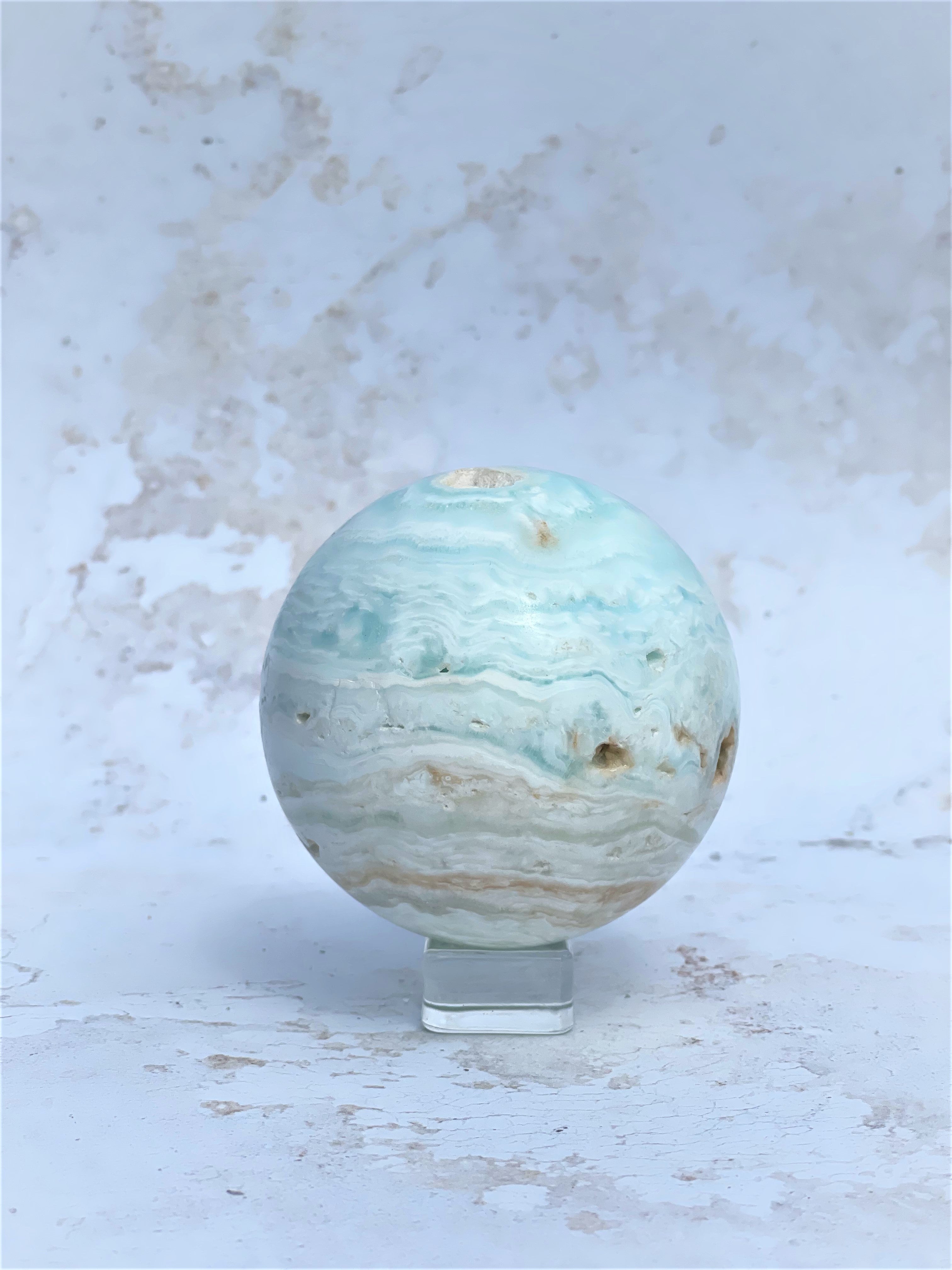 Caribbean Calcite Sphere - IND156 – Crystal Nation Australia