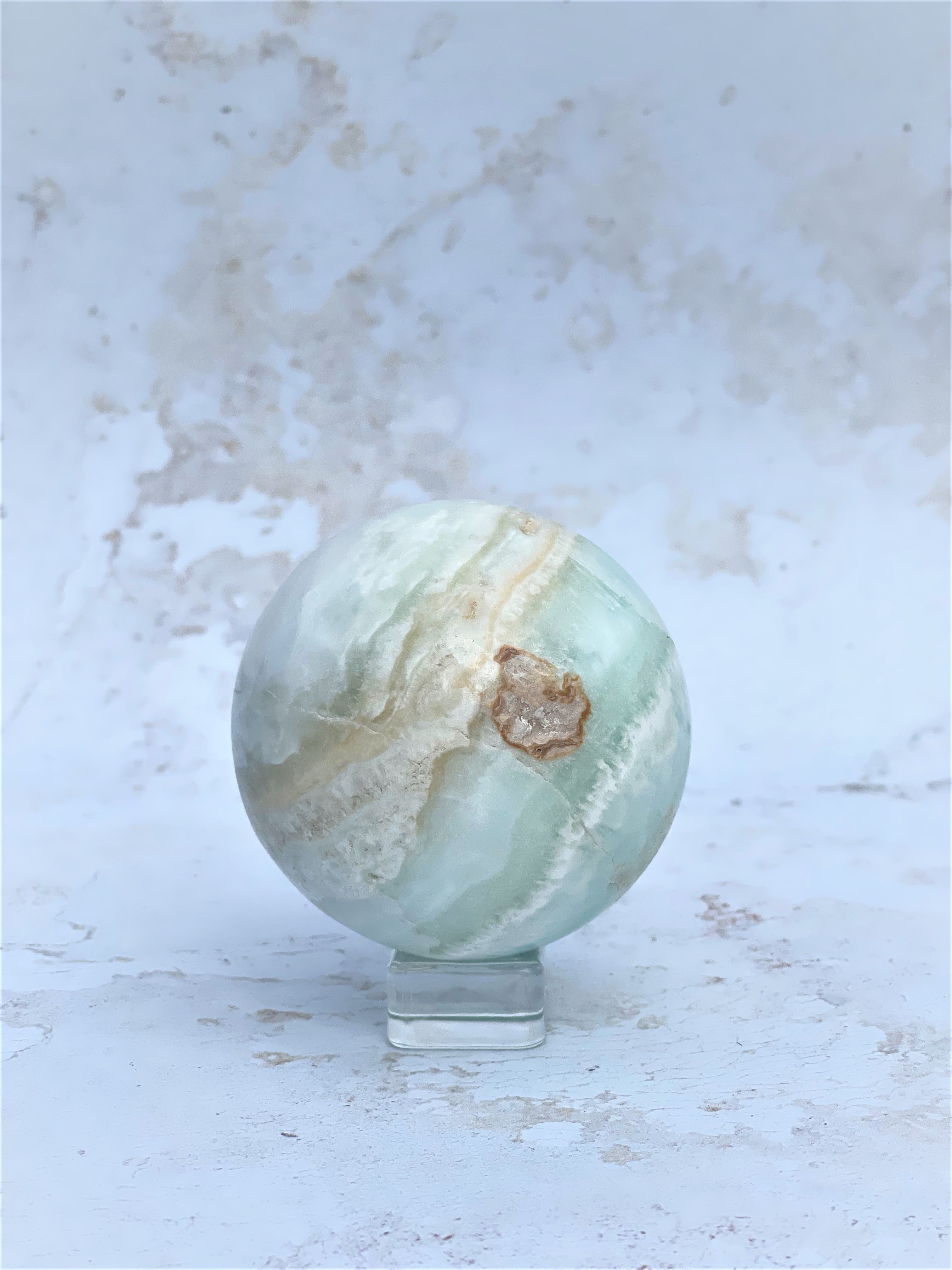 Caribbean Calcite Sphere - IND177 – Crystal Nation Australia
