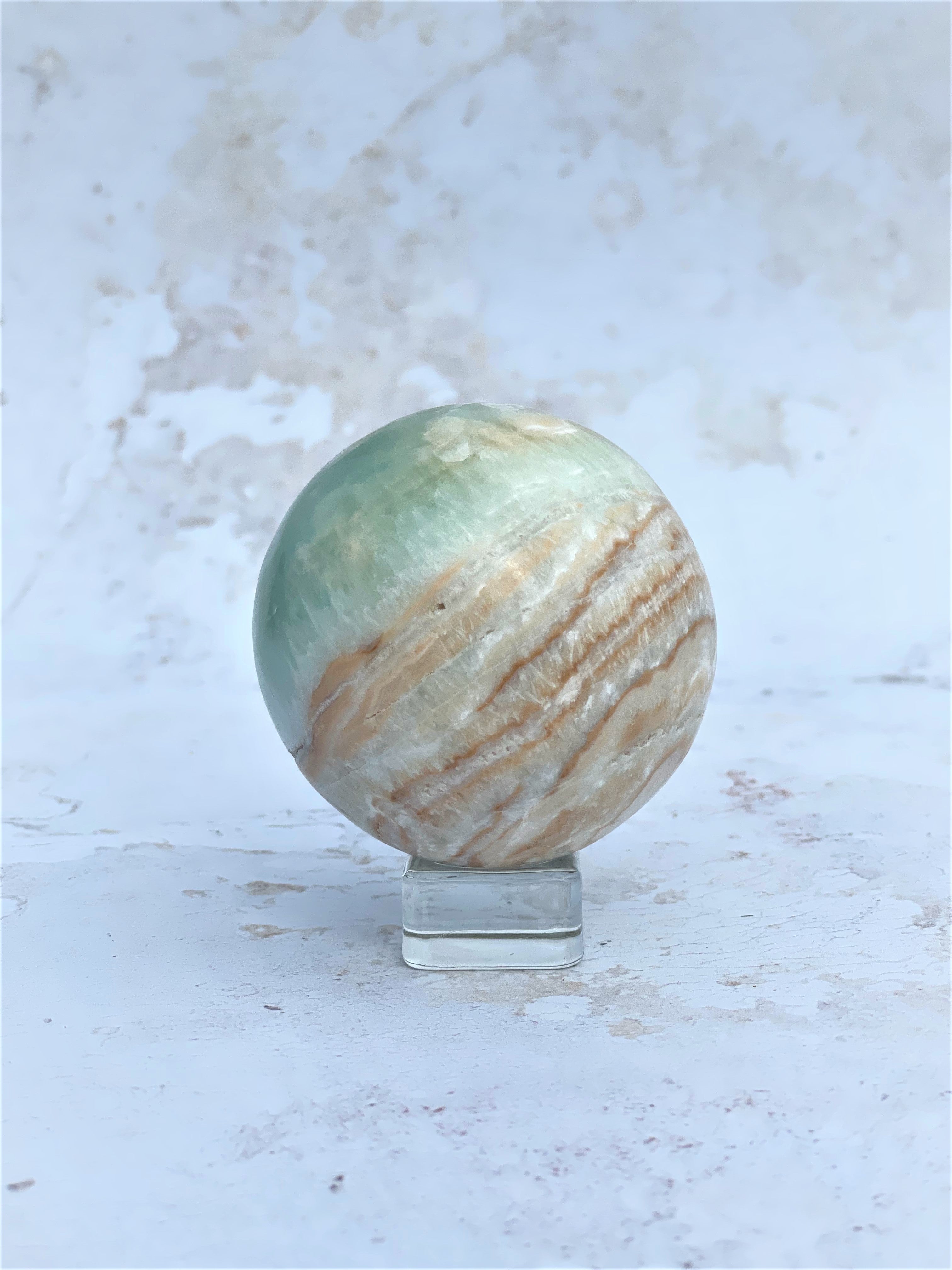 Caribbean Calcite Sphere - IND036 – Crystal Nation Australia